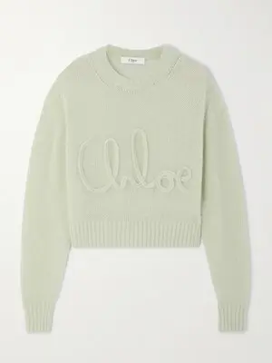 Chloé Embroidered Alpaca And Silk-blend Sweater