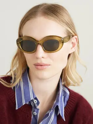 Loewe Curvy Oversized Round-frame Acetate Sunglasses - Green
