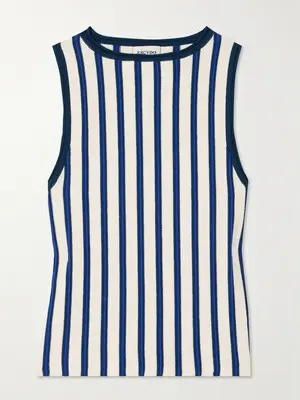 Escvdo Manglar Striped Organic Cotton Top - Blue