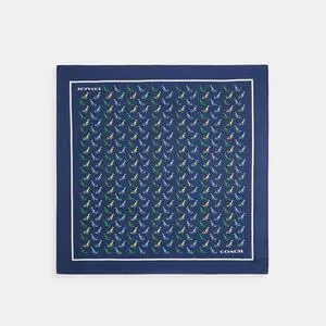 COACH T-Rex Print Silk Bandana Deep Blue