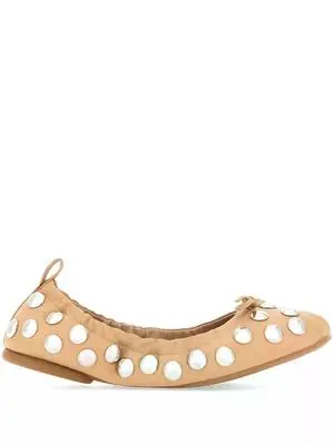 Hogan Stud-embellished Ballet Flats - Neutrals