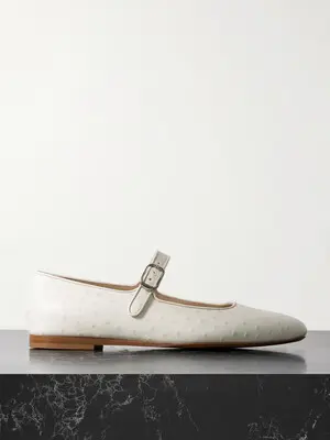 Le Monde Beryl Ostrich-effect Leather Mary Jane Ballet Flats