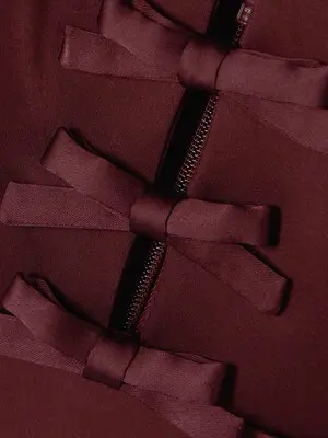 Rebecca Vallance Cutout Bow-detailed Duchesse-satin Midi Dress - Burgundy