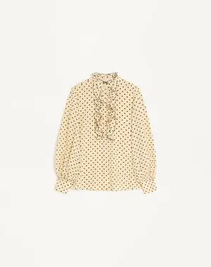 Valentino Garavani Valentino Long-Sleeved Crepe De Chine Shirt With Plusdepois Print Birch/black