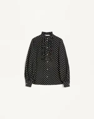 Valentino Garavani Long-sleeved Crepe De Chine Shirt With Plusdepois Print - Black/birch