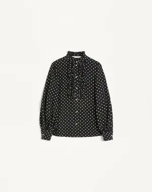 Valentino Garavani Long-sleeved Crepe De Chine Shirt With Plusdepois Print - Black/birch