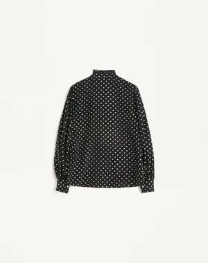 Valentino Garavani Long-sleeved Crepe De Chine Shirt With Plusdepois Print - Black/birch