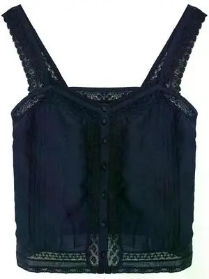 Zadig&Voltaire Lace Trimmed Tank Top - Blue