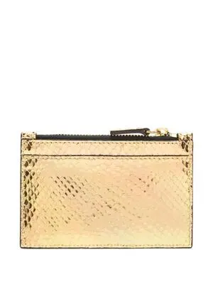 Roberto Cavalli Metallic Leather Card Holder - Gold