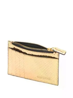 Roberto Cavalli Metallic Leather Card Holder - Gold