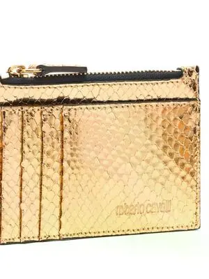 Roberto Cavalli Metallic Leather Card Holder - Gold