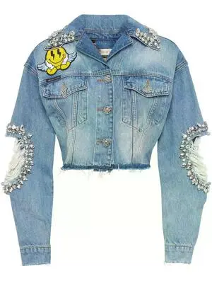 Philipp Plein Denim Cropped Jacket - Blue