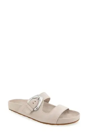 Aerosoles Lemon Flatform Slide Sandal - Stone Suede