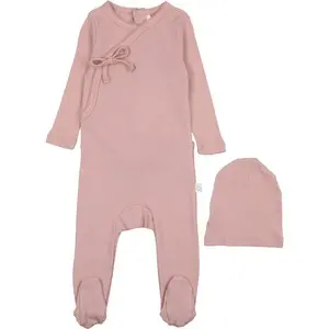 POUF Faux Wrap Footie With Hat - Pink