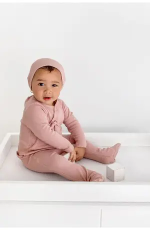 POUF Faux Wrap Footie With Hat - Pink