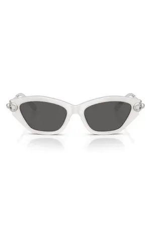 Tiffany & Co. 53mm Cat Eye Sunglasses - Frosted Star White / Dark Grey