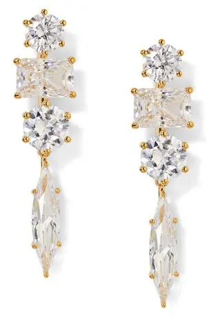 Nadri Beatrix Mixed Cubic Zirconia Drop Earrings - Gold