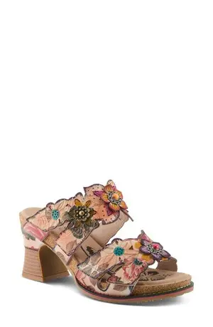 SPRING STEP SHOES Radiating Floral Sandals - Peach Multi