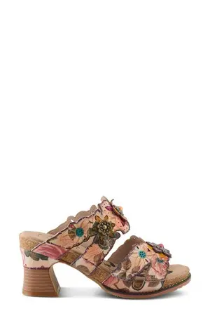 SPRING STEP SHOES Radiating Floral Sandals - Peach Multi