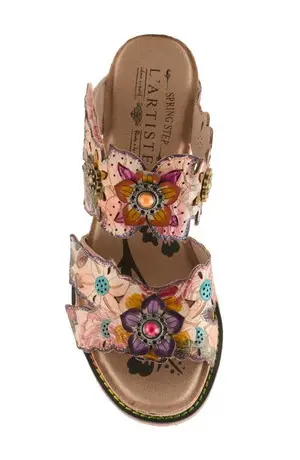 SPRING STEP SHOES Radiating Floral Sandals - Peach Multi