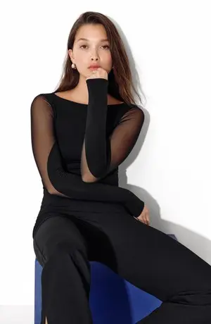 MARCELLA Adella Mesh Accent Bodysuit