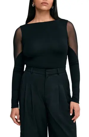 MARCELLA Adella Mesh Accent Bodysuit