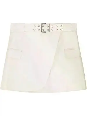 GANNI Belted Mini Skirt - Neutrals