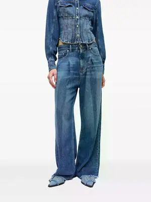 GANNI Appliqué Wide-leg Jeans