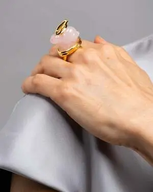 Alexis Bittar Bunny Cocktail Ring Rose Quartz