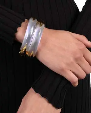 Alexis Bittar Lucite Claw Hinge Bracelet Aurora