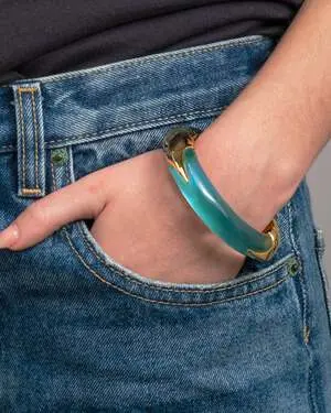 Alexis Bittar Lucite Claw Hinge Bracelet Mediterranean Opal