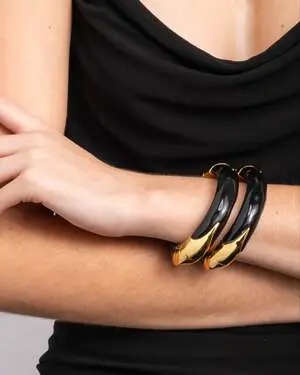 Alexis Bittar Lucite Claw Hinge Bracelet Onyx