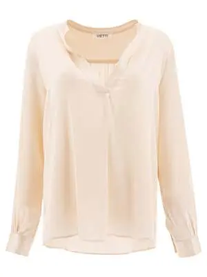 F.IT Long Sleeve Silk-blend Shirt - Beige