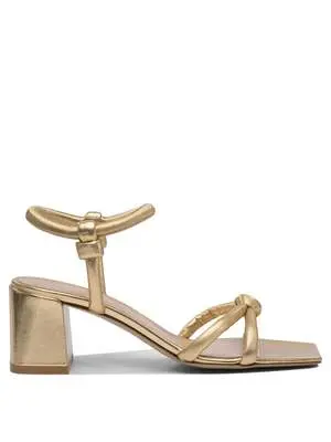 GIANVITO ROSSI Juno 55 Metallic Leather Heeled Sandals - Gold