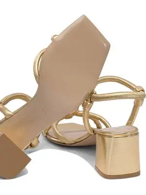 GIANVITO ROSSI Juno 55 Metallic Leather Heeled Sandals - Gold