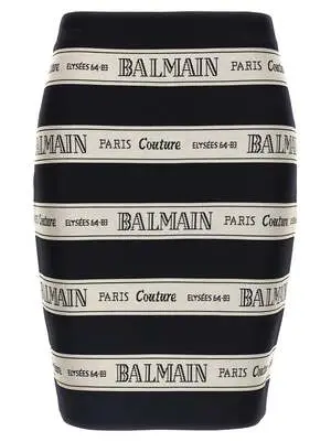Balmain Nastro Jacquard Mini Skirt - Black