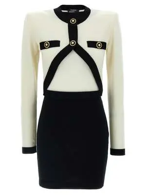 Balmain Filo Leone Catena' Dress - White/black