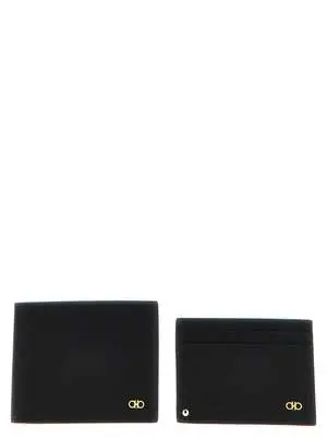 FERRAGAMO Gancio' Wallet + Card Holder Set - Black
