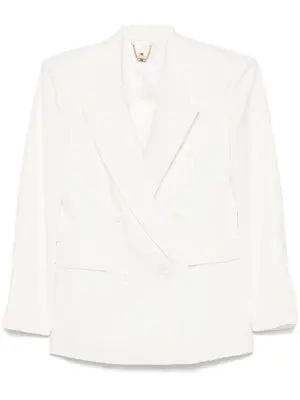 Elisabetta Franchi Linen-blend Double-breasted Jacket - Ivory