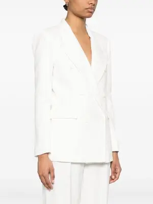 Elisabetta Franchi Linen-blend Double-breasted Jacket - Ivory