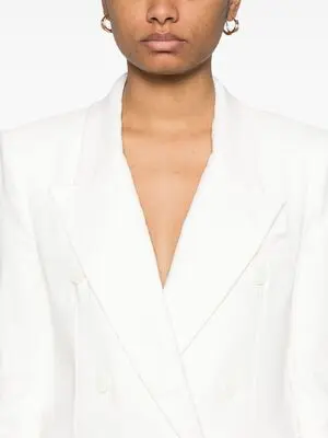 Elisabetta Franchi Linen-blend Double-breasted Jacket - Ivory
