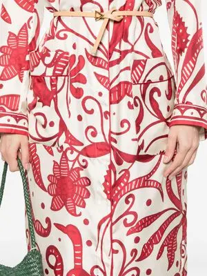 F.R.S FOR RESTLESS SLEEPERS Printed Silk Long Shirtdress