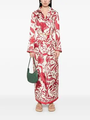 F.R.S FOR RESTLESS SLEEPERS Printed Silk Long Shirtdress