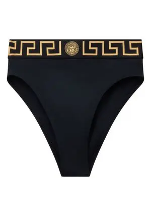Versace Greca High-waisted Bikini Bottom - Black
