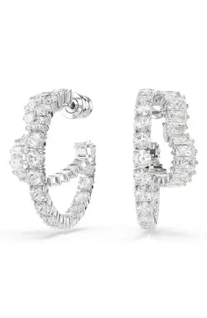 SWAROVSKI Matrix Heart Hoop Earrings - White