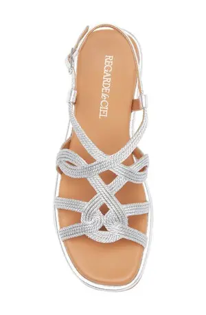 Regarde Le Ciel Elma Ankle Strap Sandal - String/ Antique Silver