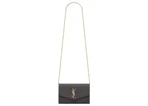Saint Laurent Uptown Chain Wallet Grain De Poudre - Storm