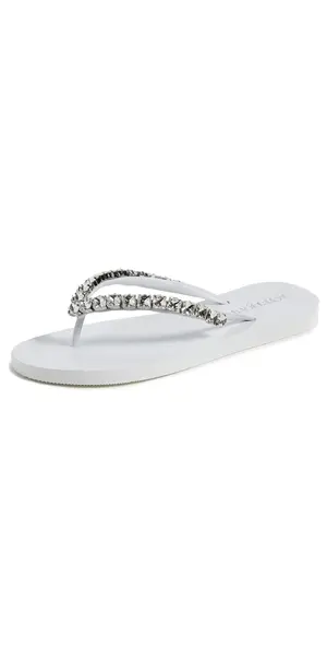 Mystique Crystal Embellished Flip Flops - White/clear