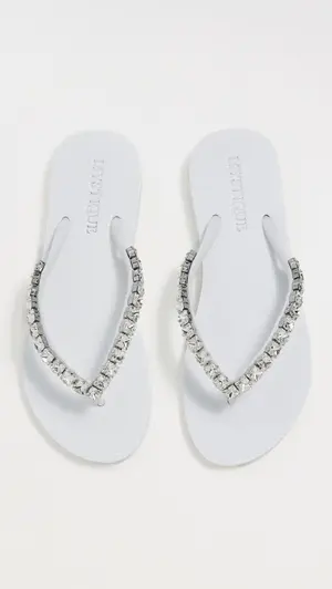Mystique Crystal Embellished Flip Flops - White/clear