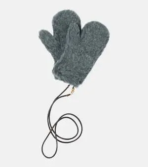Max Mara Wool And Silk Teddy Mittens - Blue